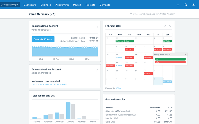 InView | Bring online accounting to your calendar
